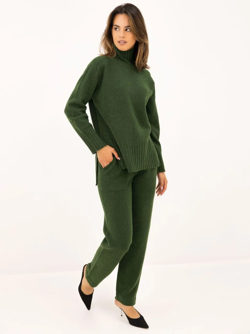 Брюки из шерсти мериноса Gerry Ross, цвет зеленый, купить по цене 230 ...